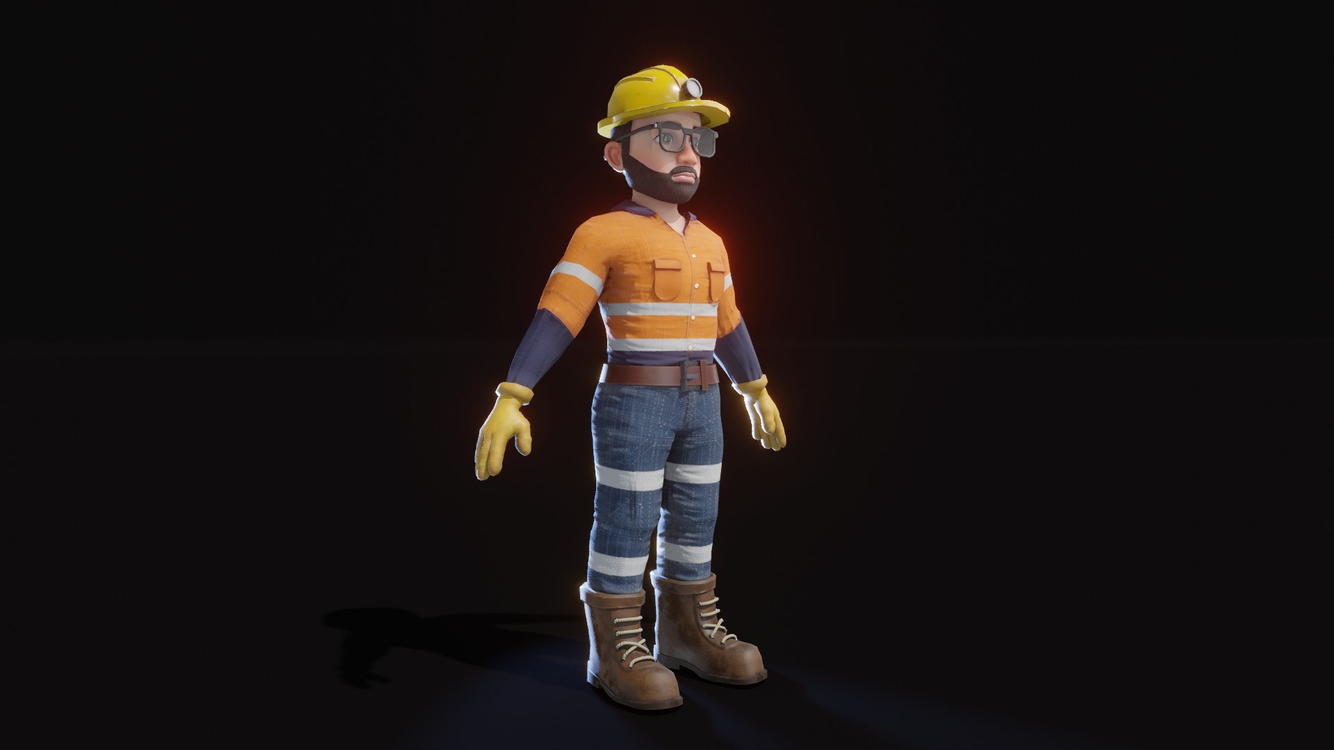 Stylized Male Miner Animated Customizable Low-poly 3D Model Model ...