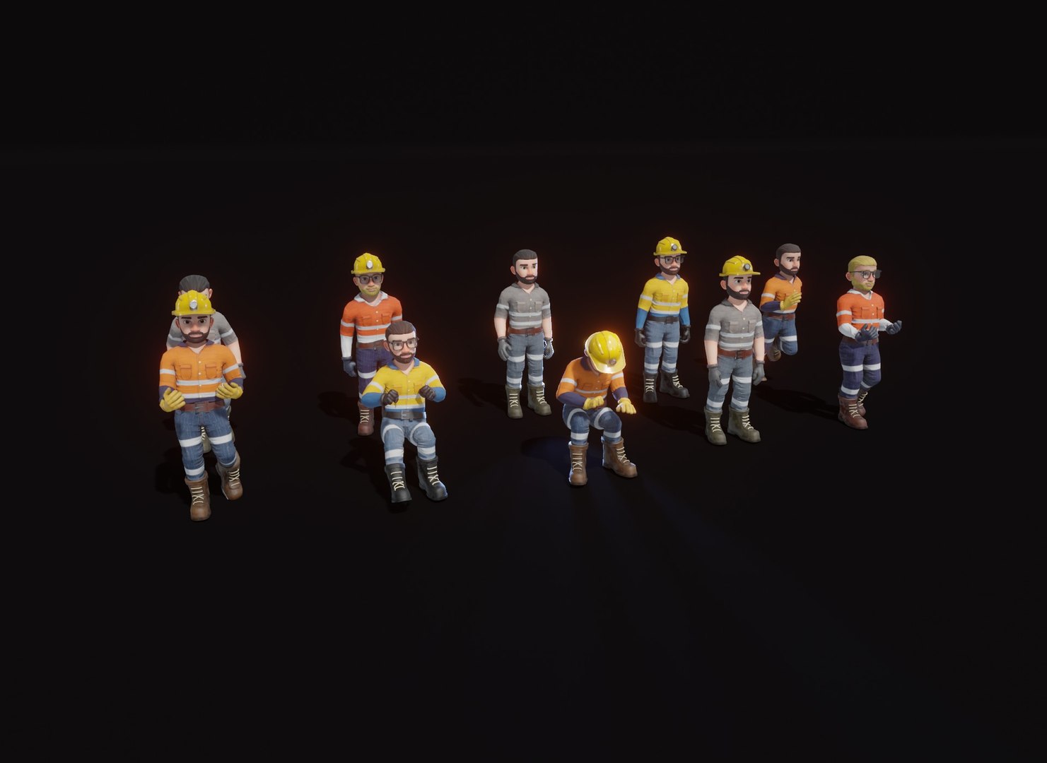 Stylized Male Miner Animated Customizable Low-poly 3D Model Model ...