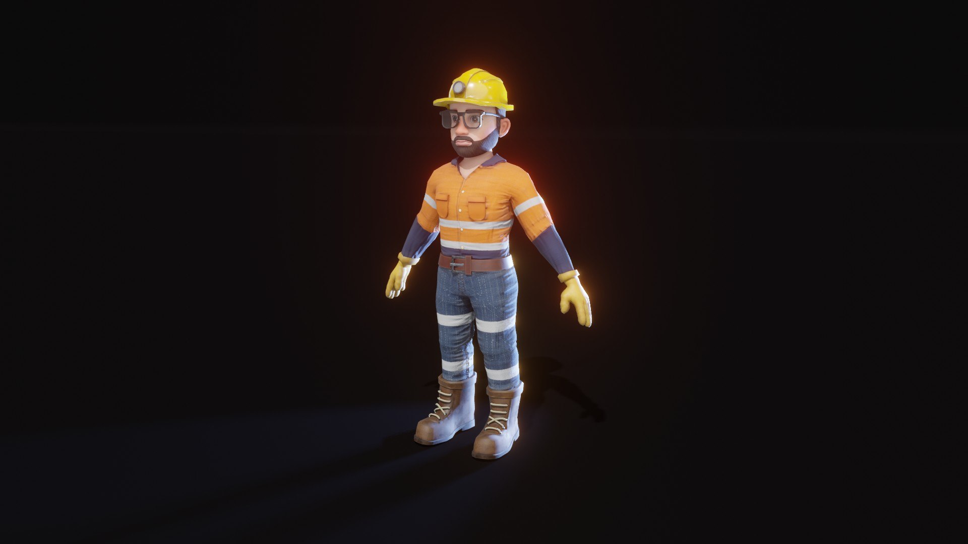 Stylized Male Miner Animated Customizable Low-poly 3D Model Model ...