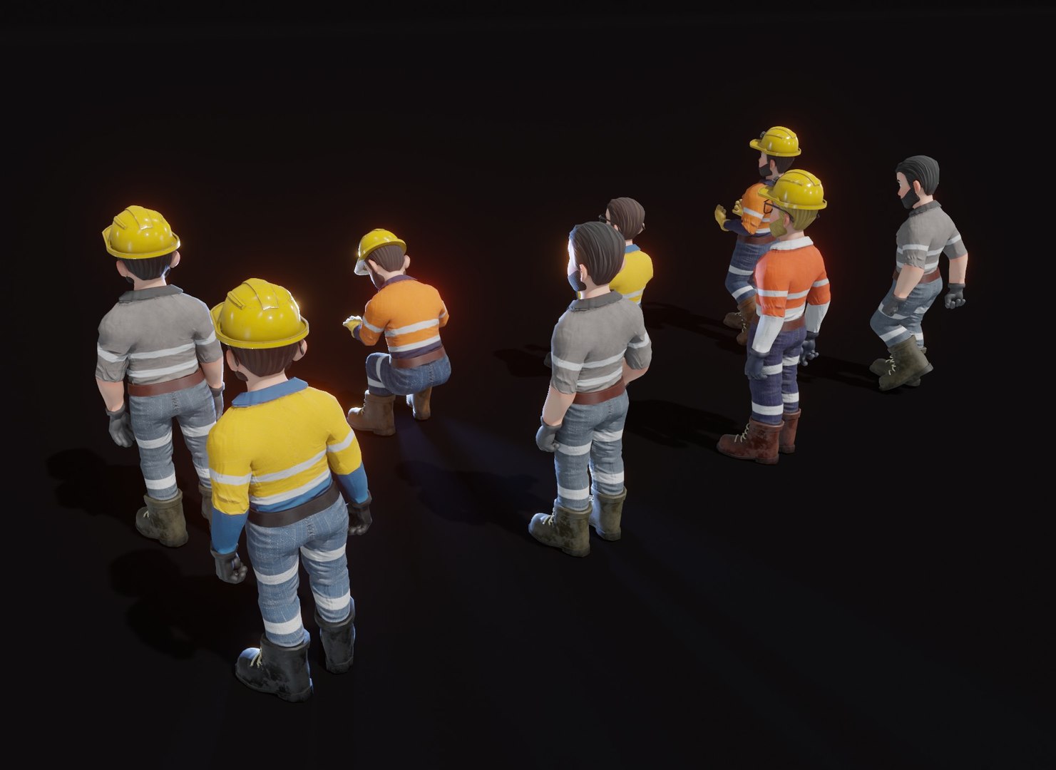 Stylized Male Miner Animated Customizable Low-poly 3D Model Model ...