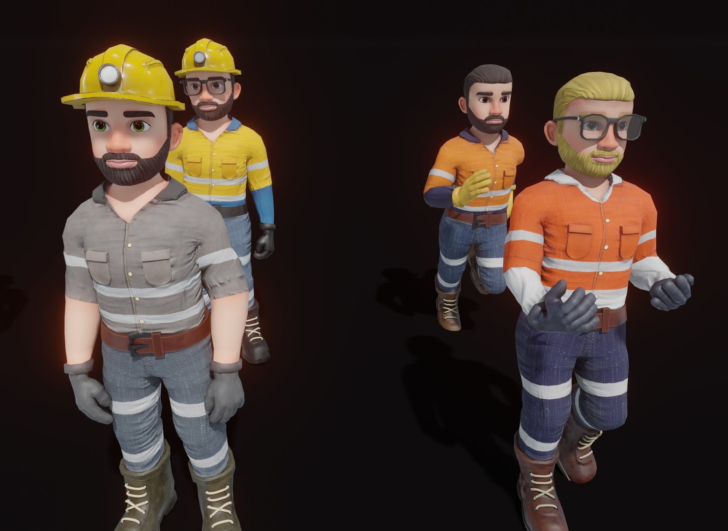 Stylized Male Miner Animated Customizable Low-poly 3D Model Model ...
