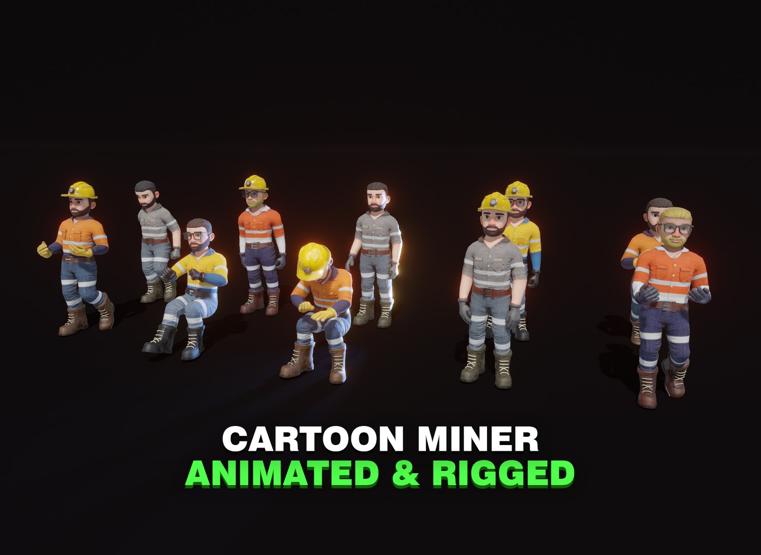Stylized Male Miner Animated Customizable Low-poly 3D Model Model ...