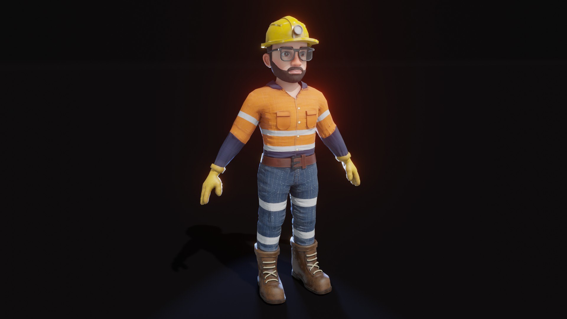Stylized Male Miner Animated Customizable Low-poly 3D Model Model ...