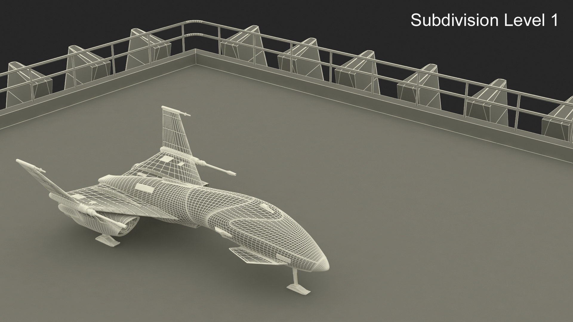 Sci Fi Fighter Spaceship On Landing Platform 3D Model - TurboSquid 2355243