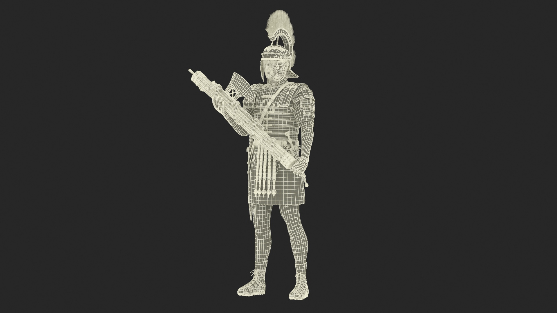 Roman Warrior Holding Fasces Symbol Fur 3D Model - TurboSquid 2423104