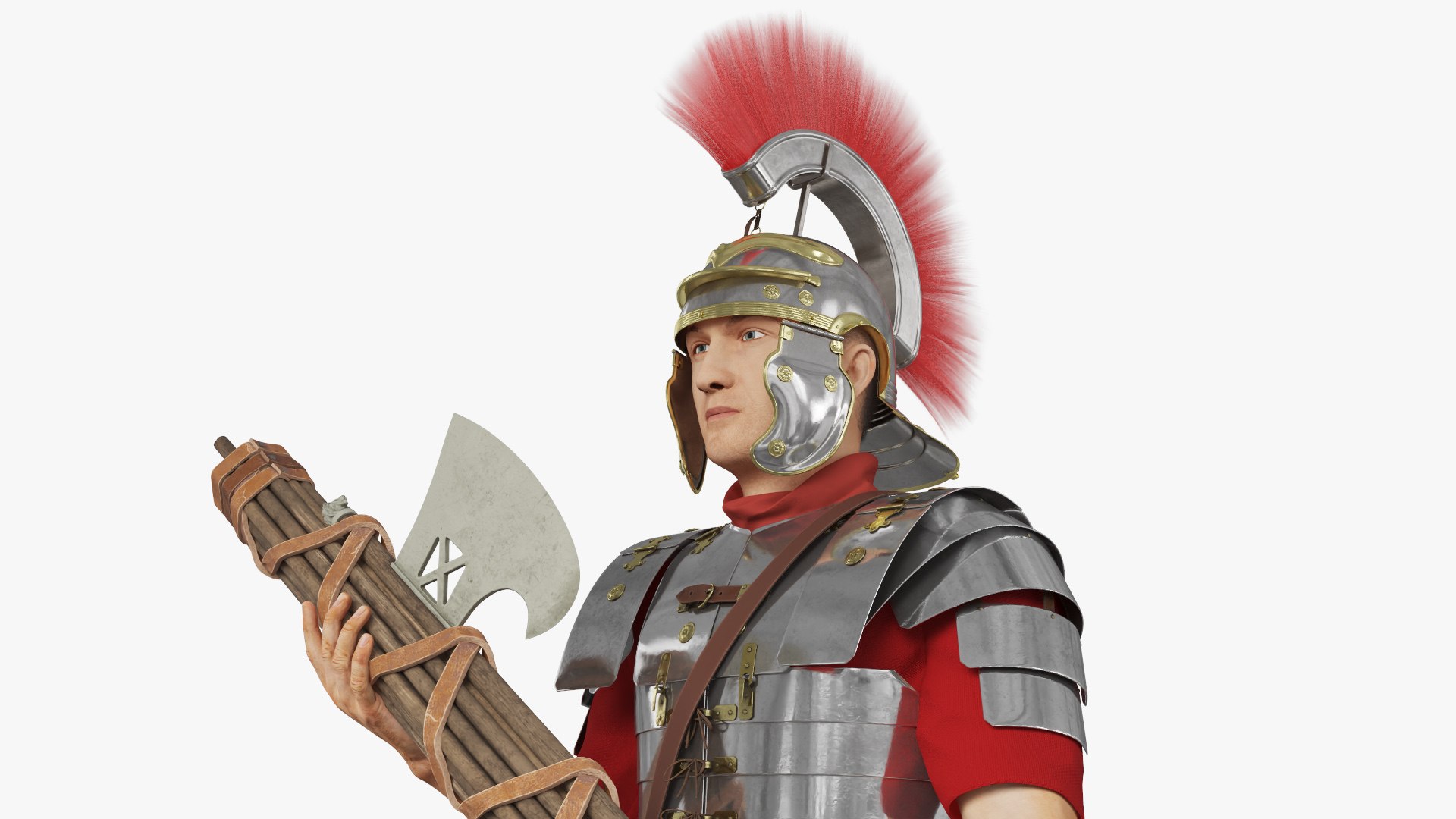 Roman Warrior Holding Fasces Symbol Fur 3D Model - TurboSquid 2423104