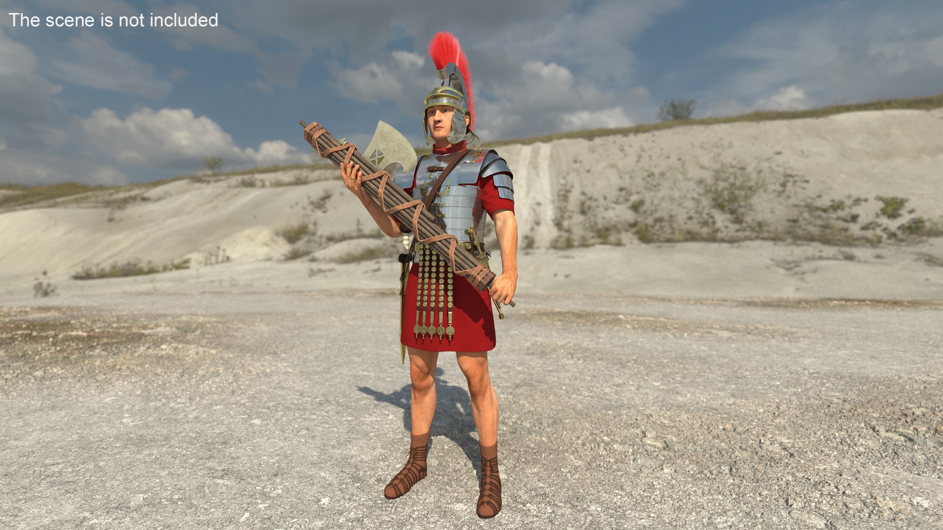 Roman Warrior Holding Fasces Symbol Fur 3D Model - TurboSquid 2423104