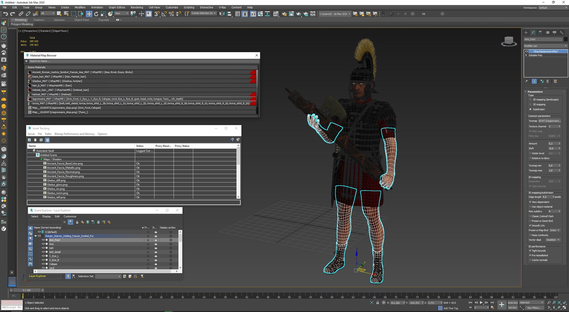 Roman Warrior Holding Fasces Symbol Fur 3D Model - TurboSquid 2423104