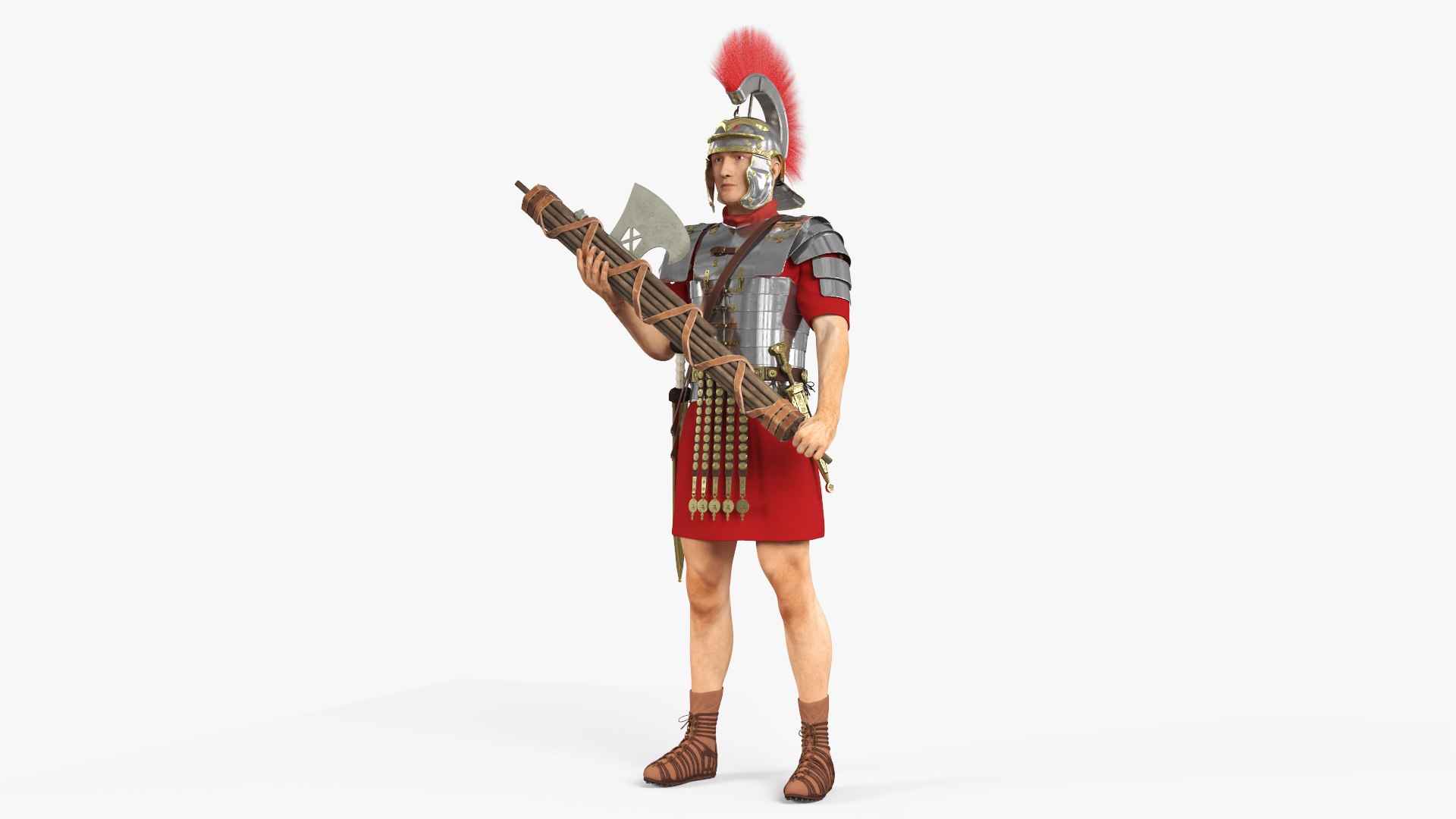 Roman Warrior Holding Fasces Symbol Fur 3D Model - TurboSquid 2423104