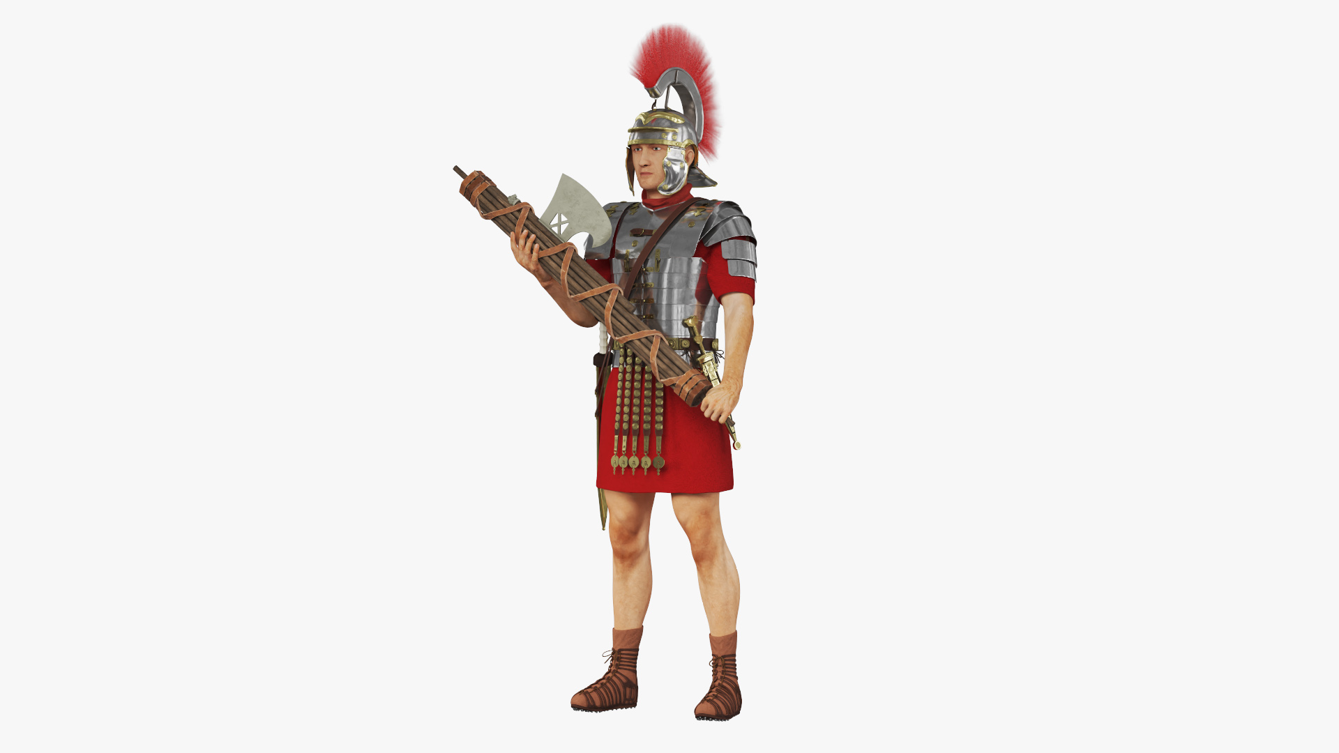 Roman Warrior Holding Fasces Symbol Fur 3D Model - TurboSquid 2423104