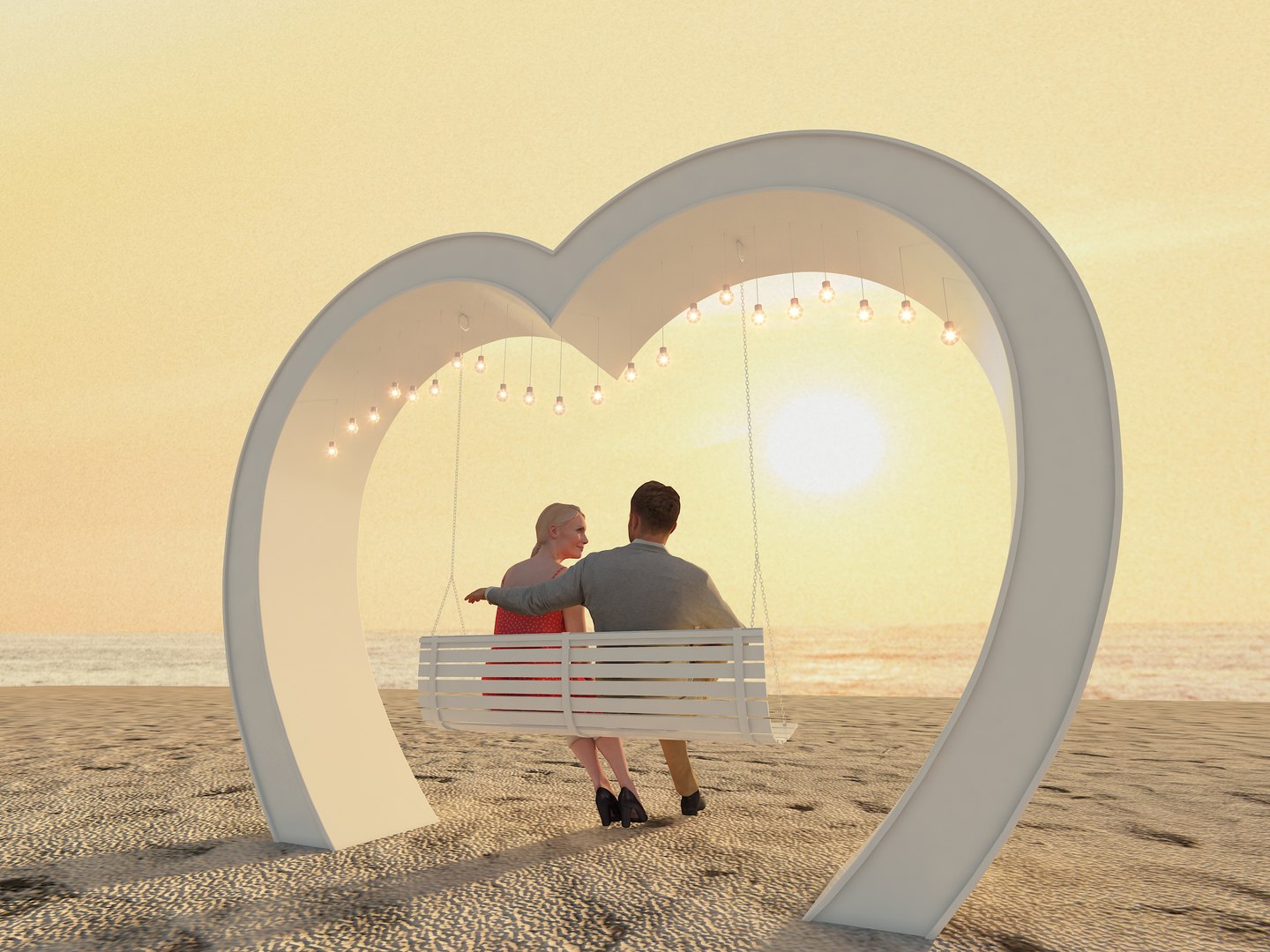 3D Online Celebrity Check-in Points DP Point Mini Scenes Love Swings ...