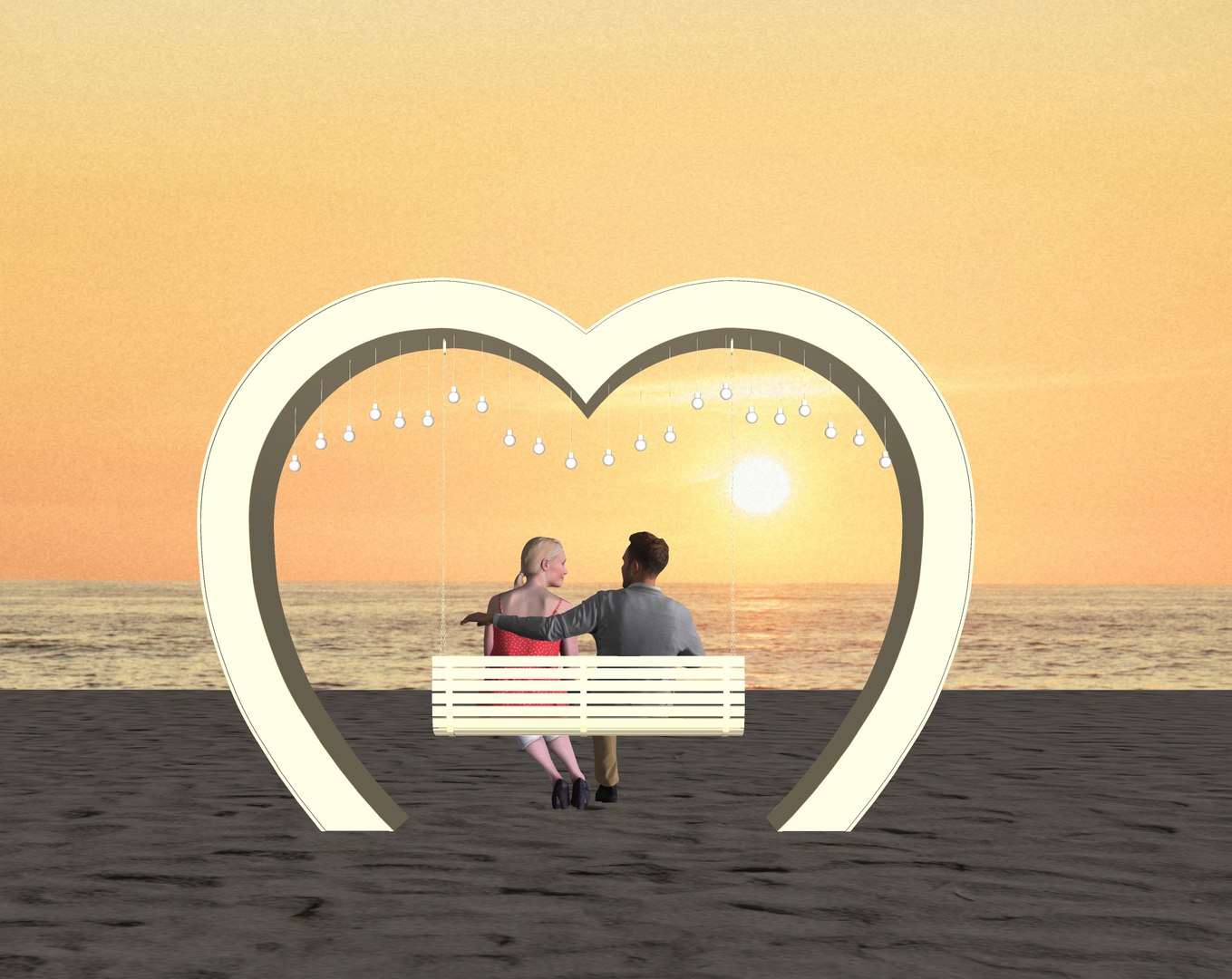 3D Online Celebrity Check-in Points DP Point Mini Scenes Love Swings ...