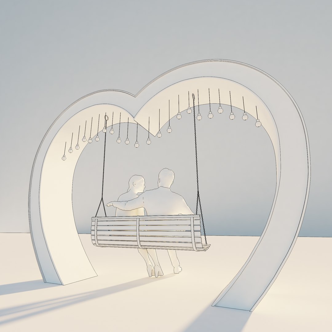 3D Online Celebrity Check-in Points DP Point Mini Scenes Love Swings Couples Beach Check-in ...