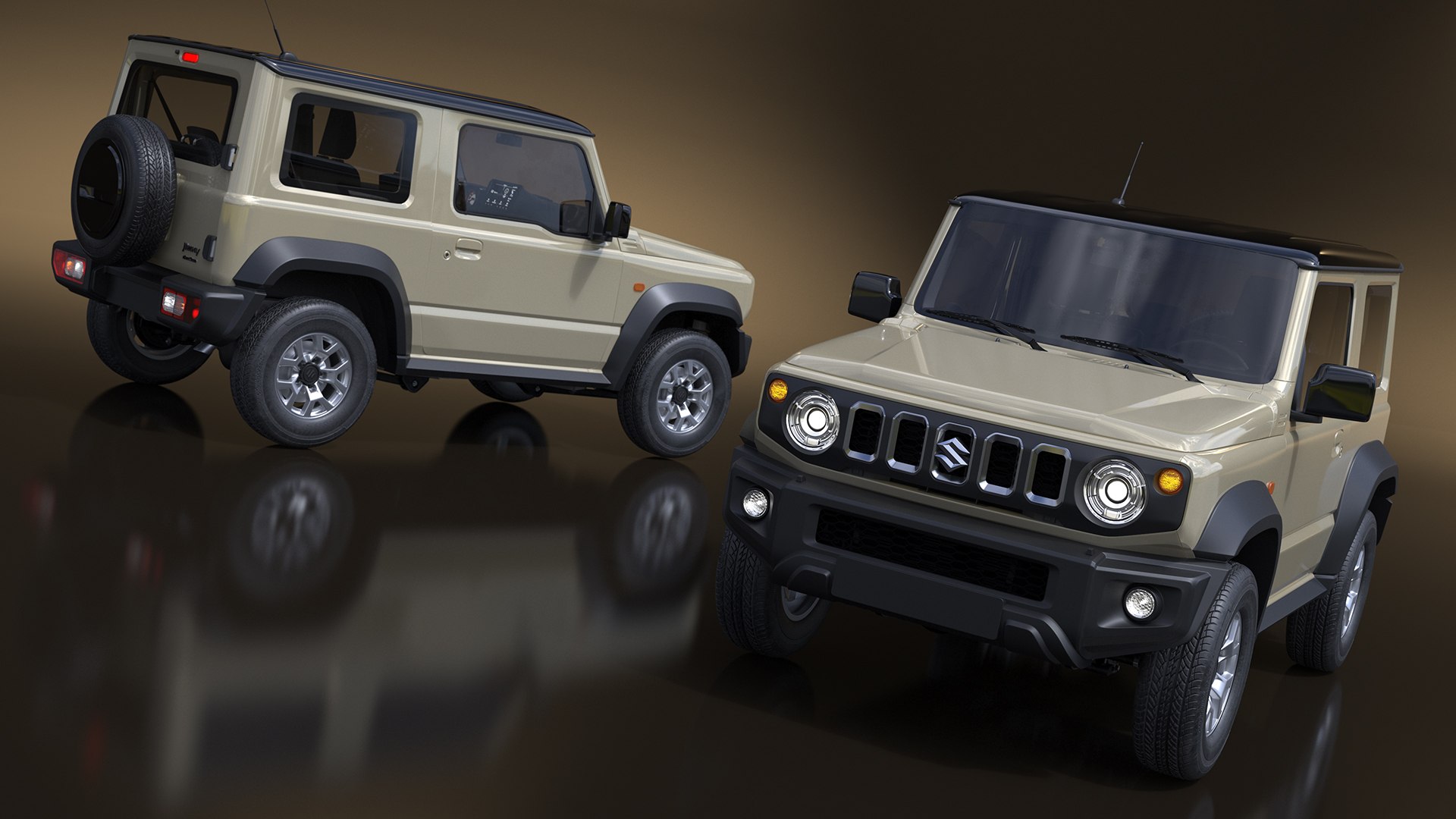 Three Door SUV Suzuki Jimny 2025 Beige Rigged 3D Model - TurboSquid 2381673