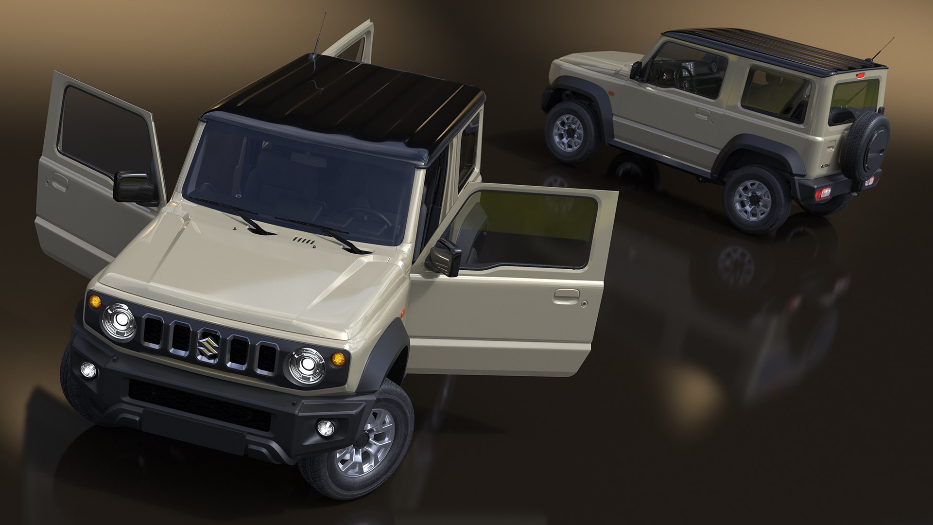 Three Door SUV Suzuki Jimny 2025 Beige Rigged 3D Model - TurboSquid 2381673