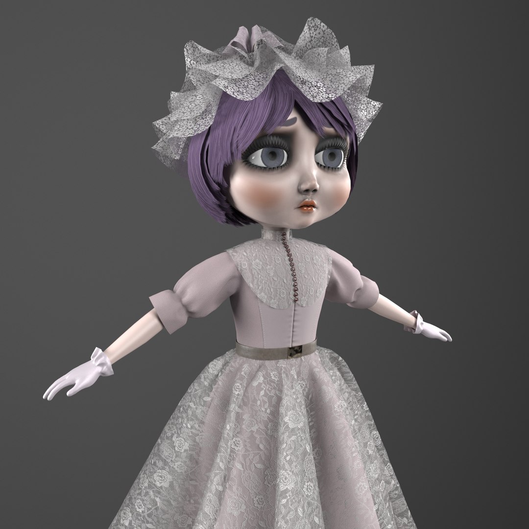 3D Sad Doll In A Dress - TurboSquid 2308575