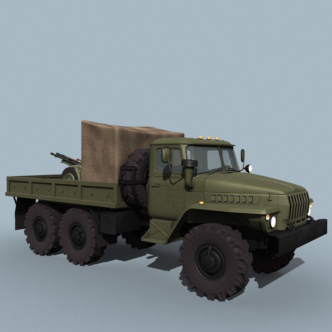 Gun Truck Ural-4320 Zpu-2 3d 3ds