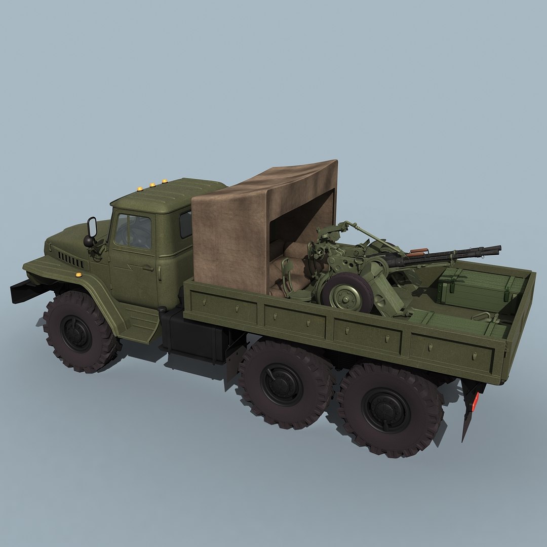 Gun Truck Ural-4320 Zpu-2 3d 3ds