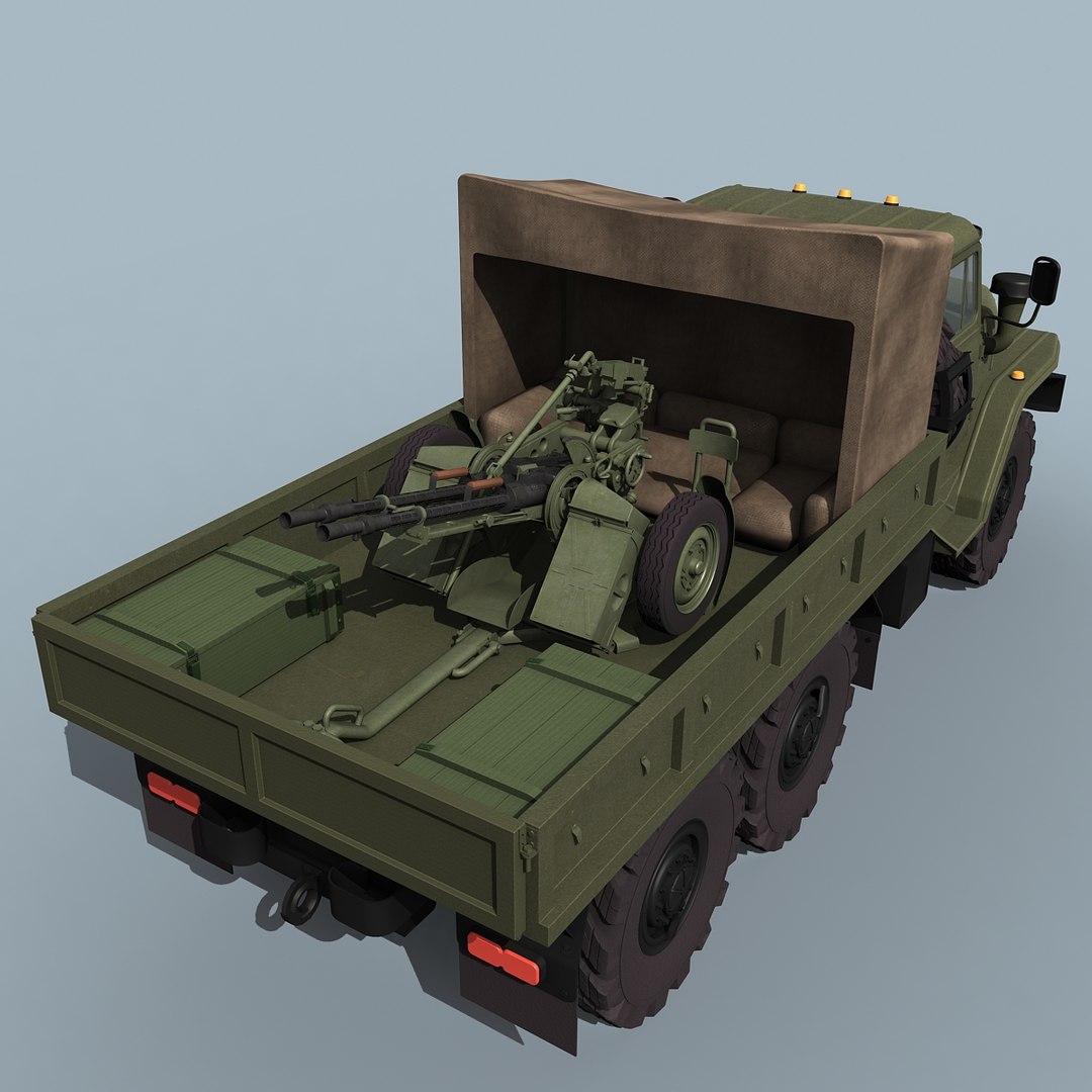 Gun Truck Ural-4320 Zpu-2 3d 3ds