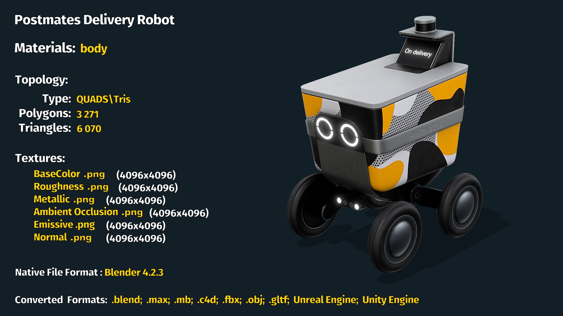 3D Postmates Delivery Robot - TurboSquid 2343348
