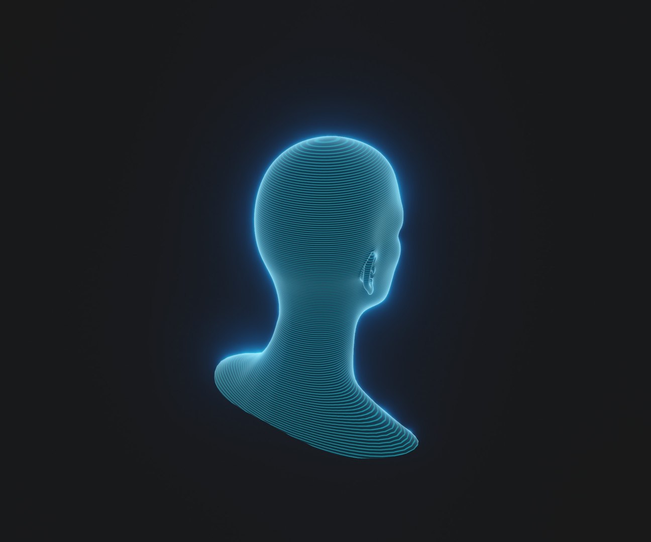 Hologram Female Head 3D Model Animated with Facial Expressions 3D model ...