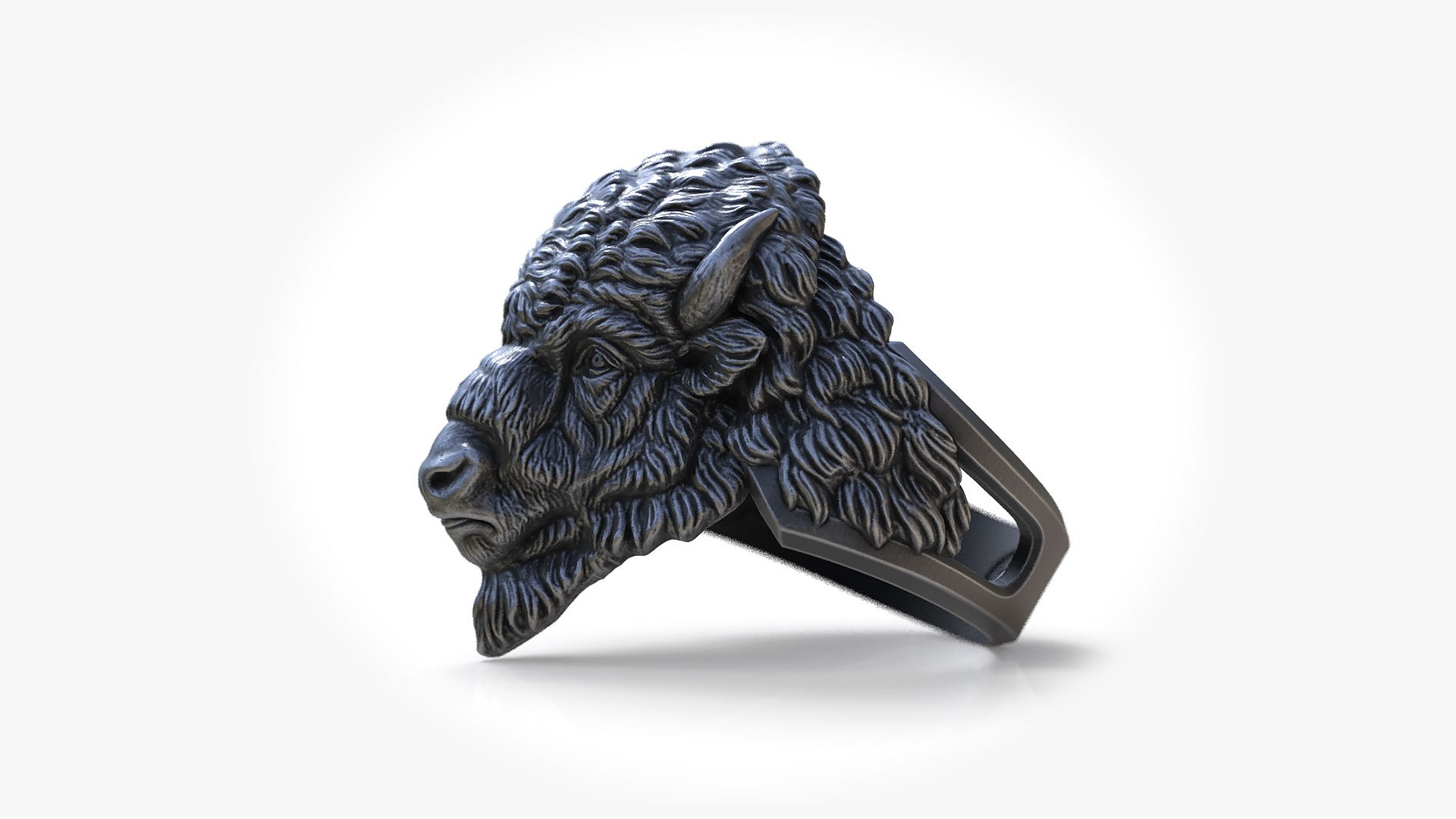 3D Model American Bison Head Ring Jewelry 3D - TurboSquid 1881692