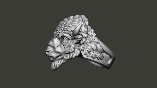 3D model American Bison Head Ring Jewelry 3D - TurboSquid 1881692