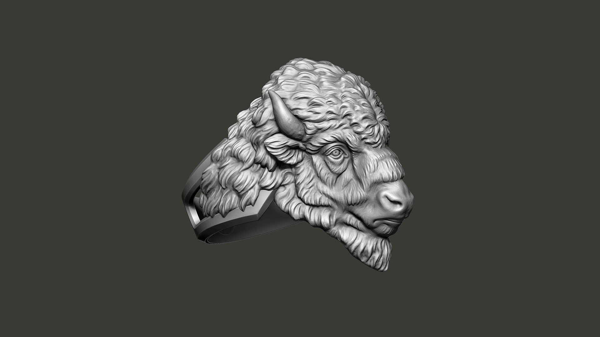 3D Model American Bison Head Ring Jewelry 3D - TurboSquid 1881692