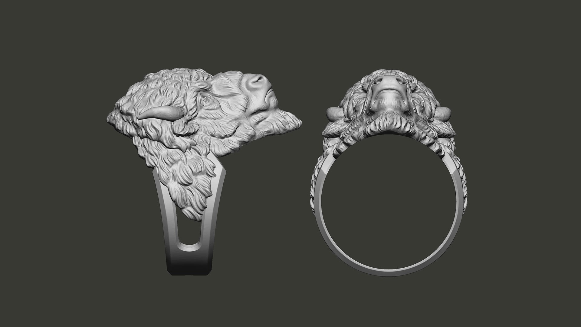 3D Model American Bison Head Ring Jewelry 3D - TurboSquid 1881692