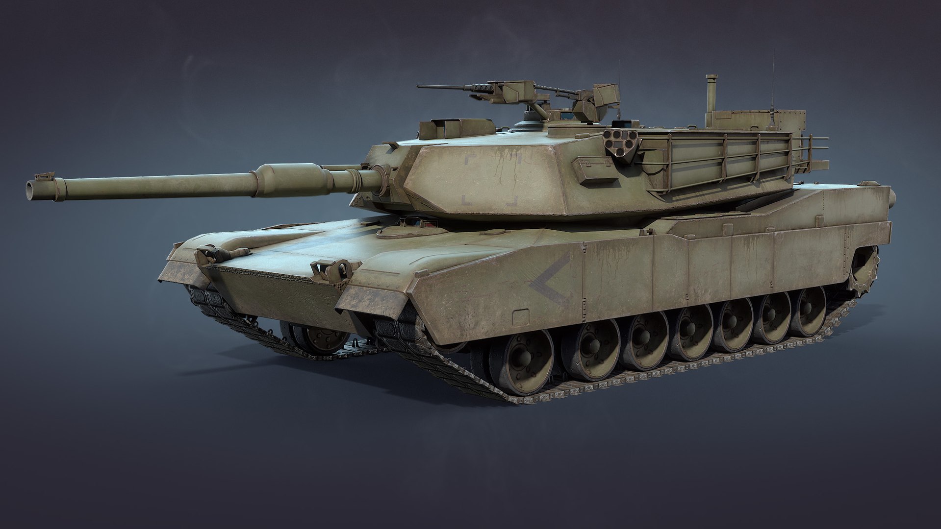 3d Low-poly Battle Tank M1a1 Abrams
