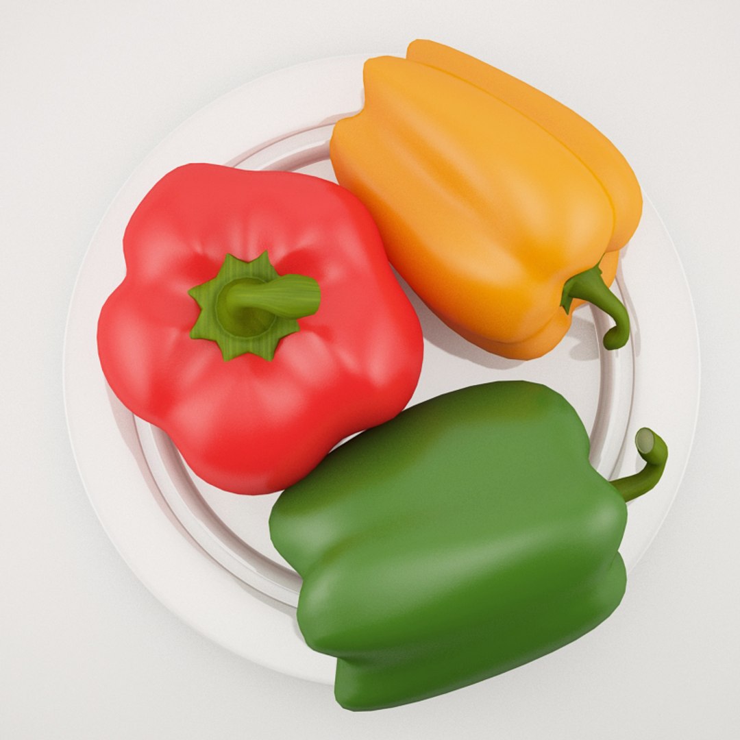 3d model realistic peppers plate