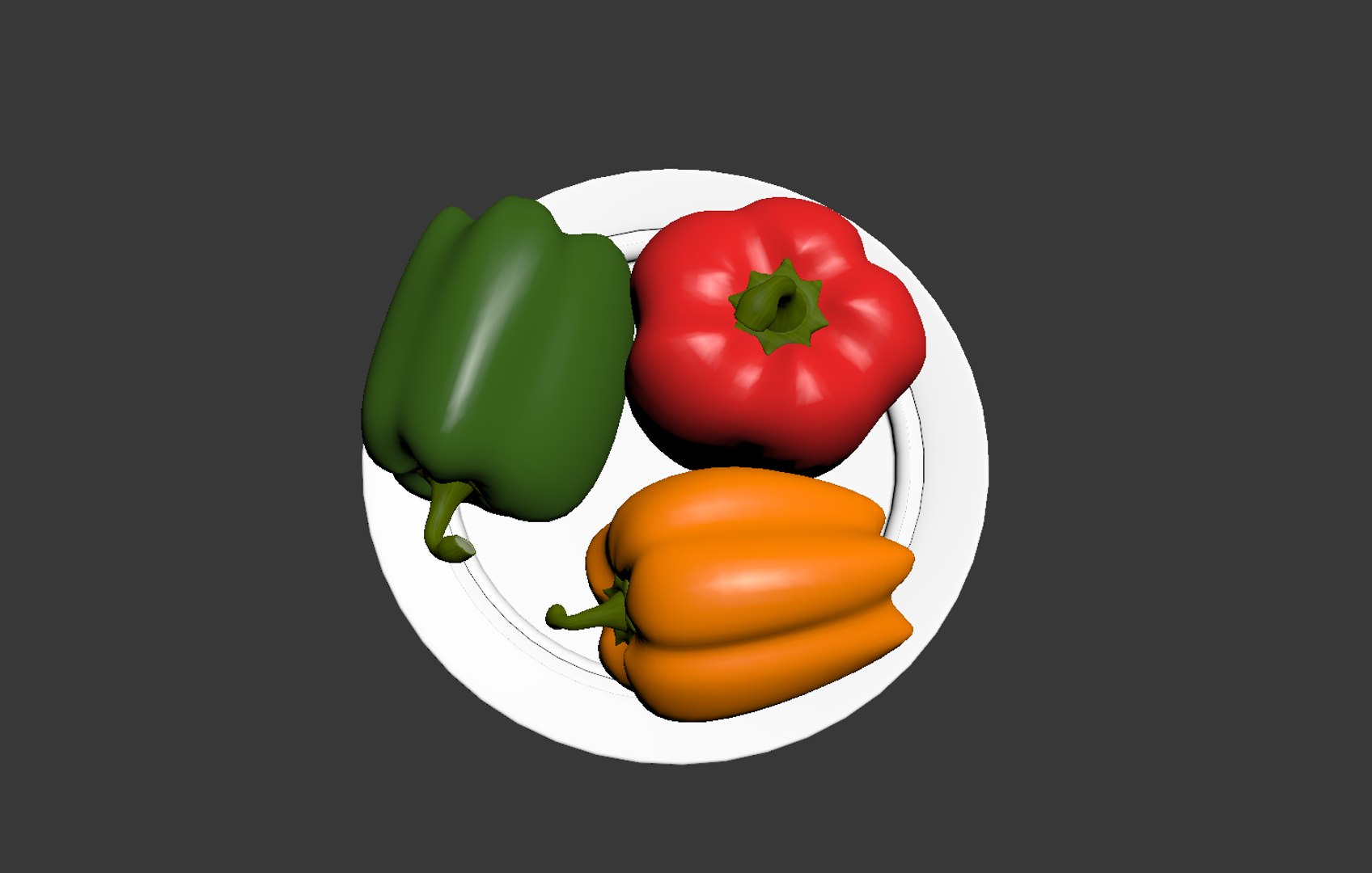 3d model realistic peppers plate