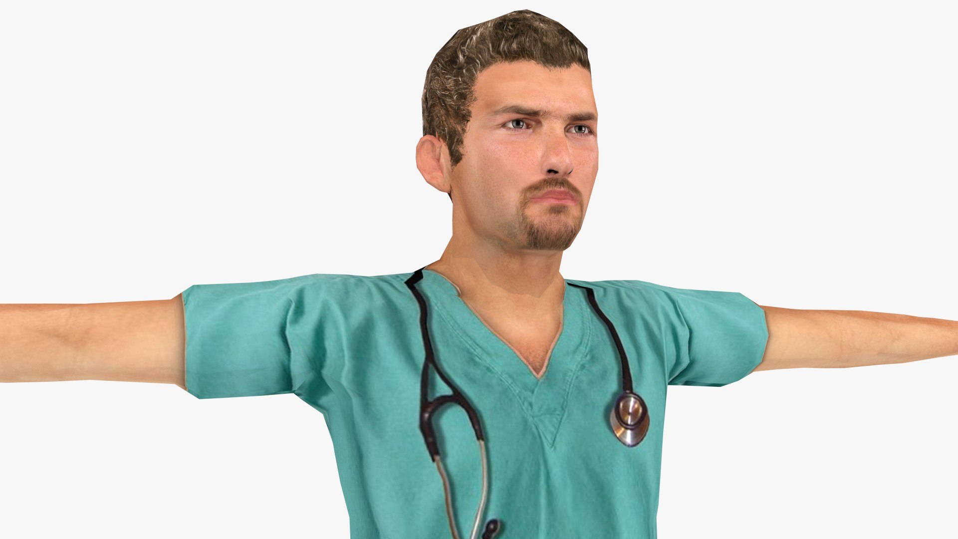 realistic male nurse rigged 3d obj