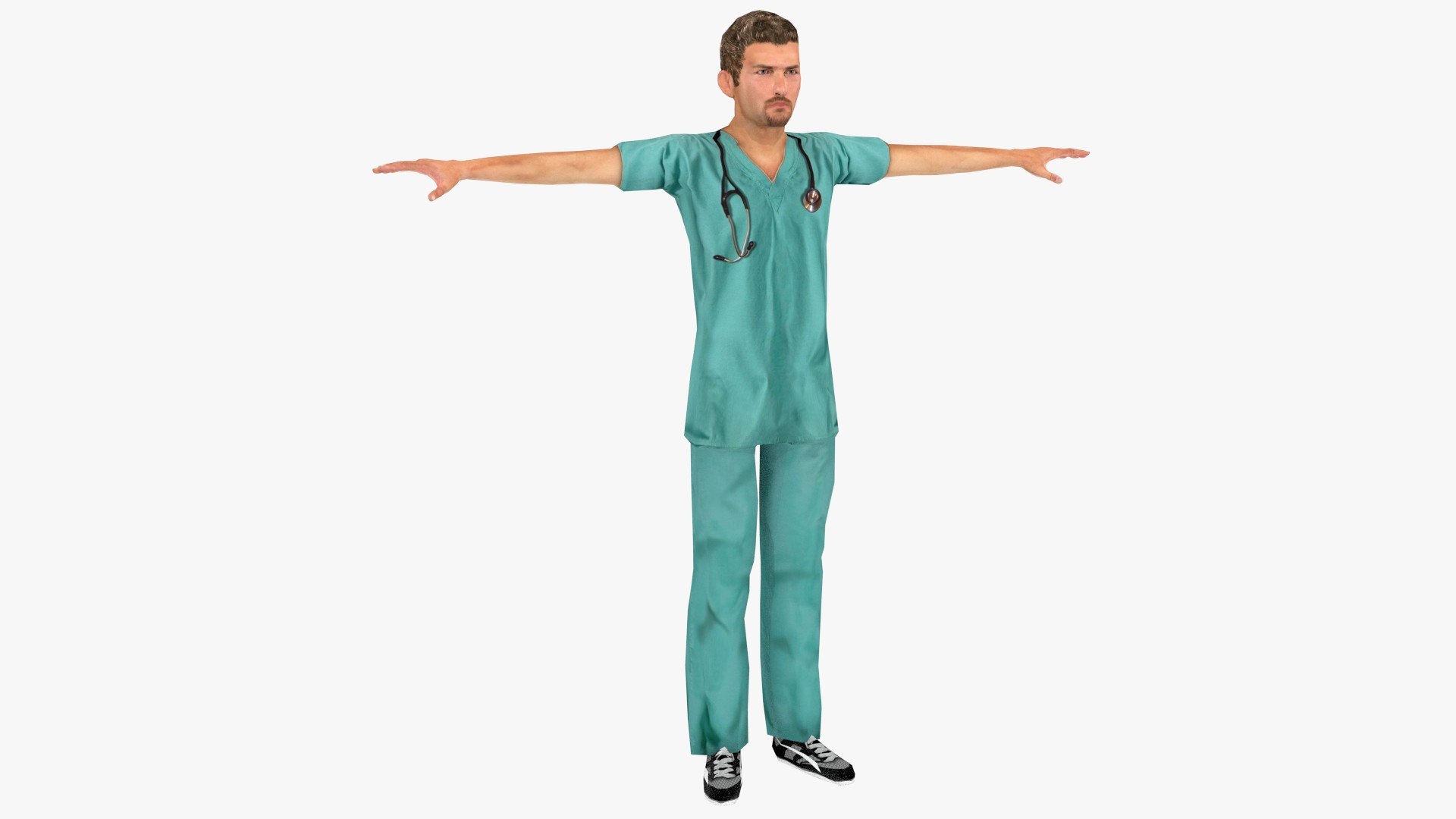 realistic male nurse rigged 3d obj