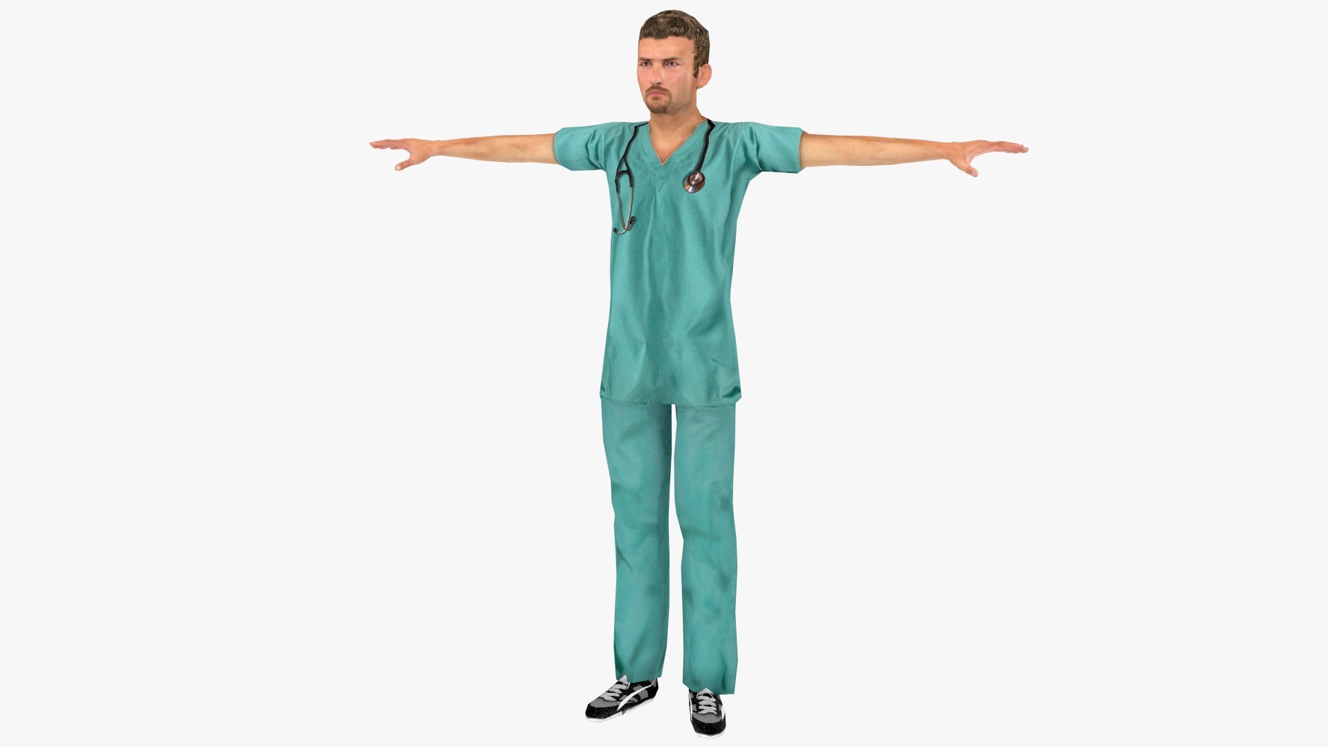 realistic male nurse rigged 3d obj