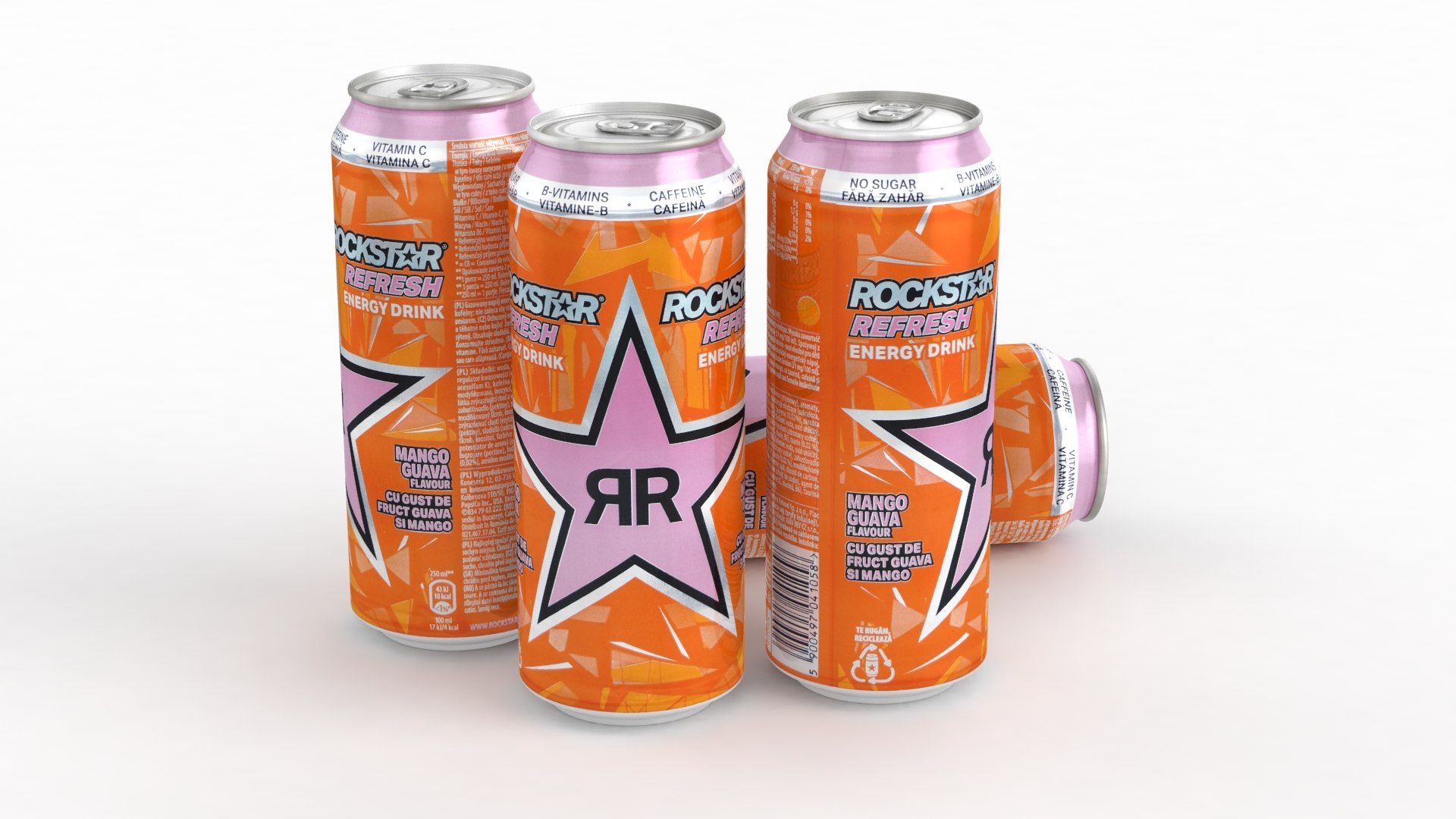3D Beverage Can Rockstar Refresh Energy Drink Mango Guava 500ml 2023 ...
