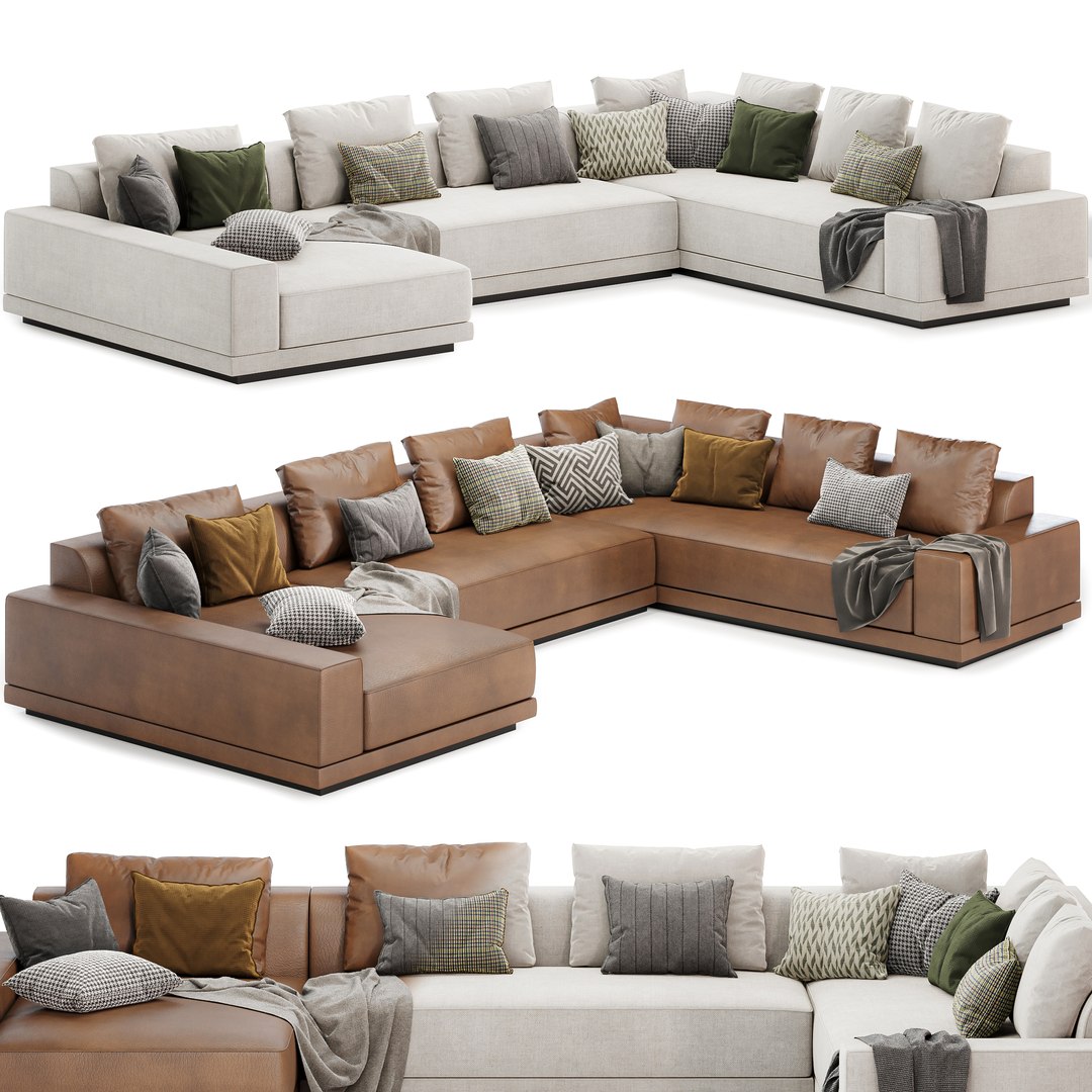 Cortana R Arm L Chaise Sectional 3D - TurboSquid 2270136