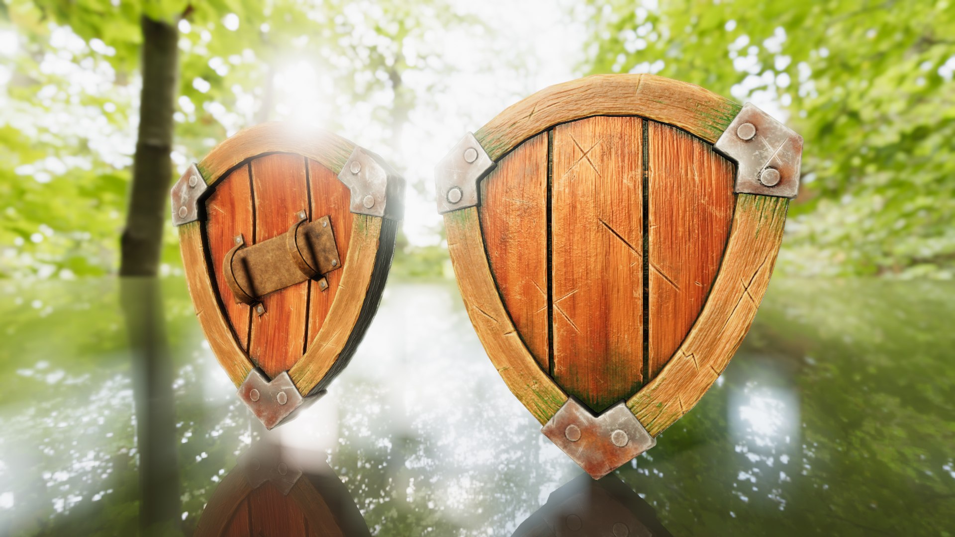 3D wood shield model - TurboSquid 1648548