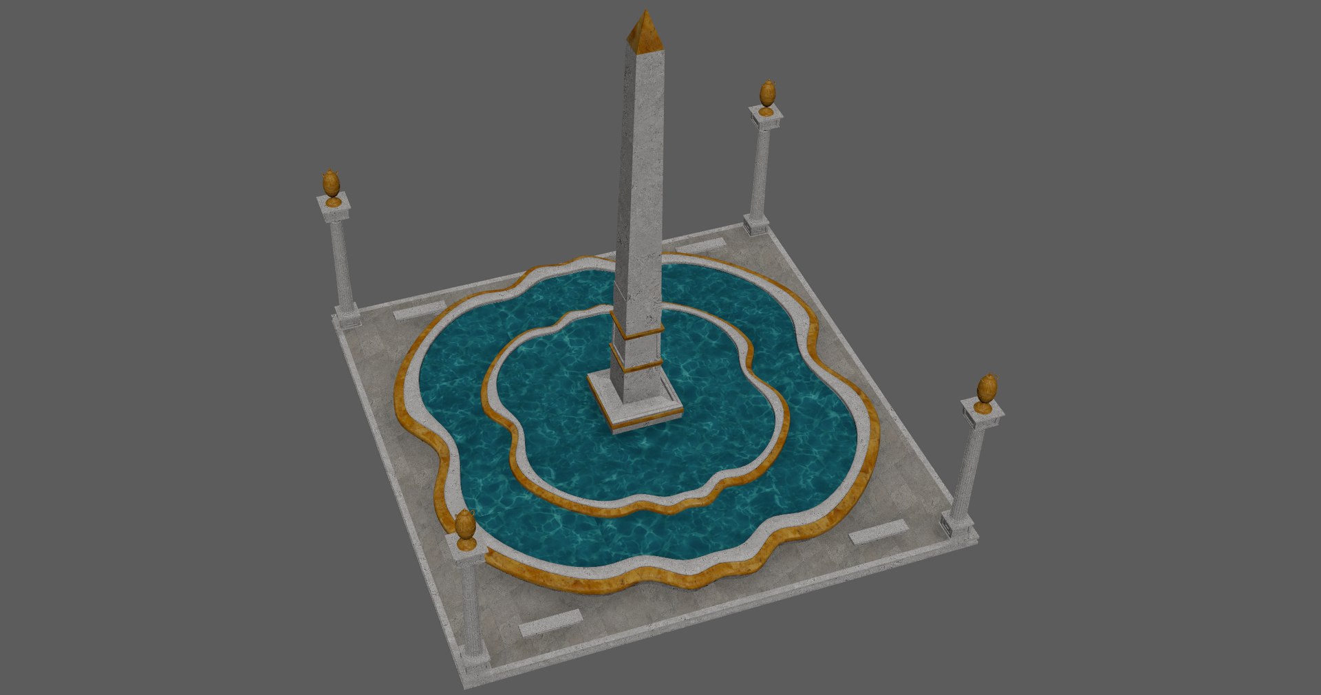 3D Ancient Obelisk Fountain - TurboSquid 2273214