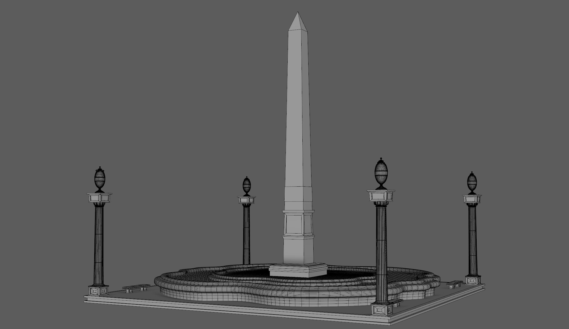 3D Ancient Obelisk Fountain - TurboSquid 2273214