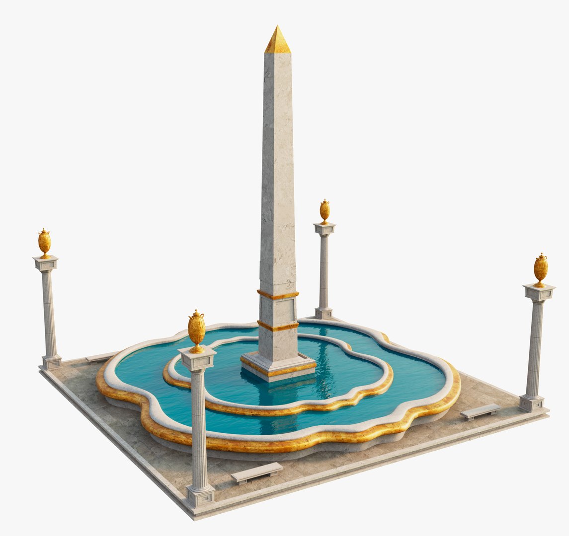 3D Ancient Obelisk Fountain - TurboSquid 2273214