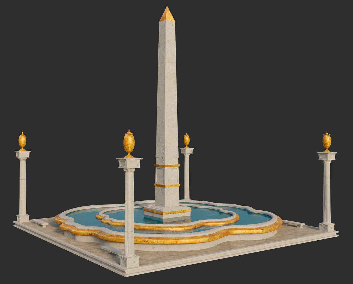 3D Ancient Obelisk Fountain - TurboSquid 2273214