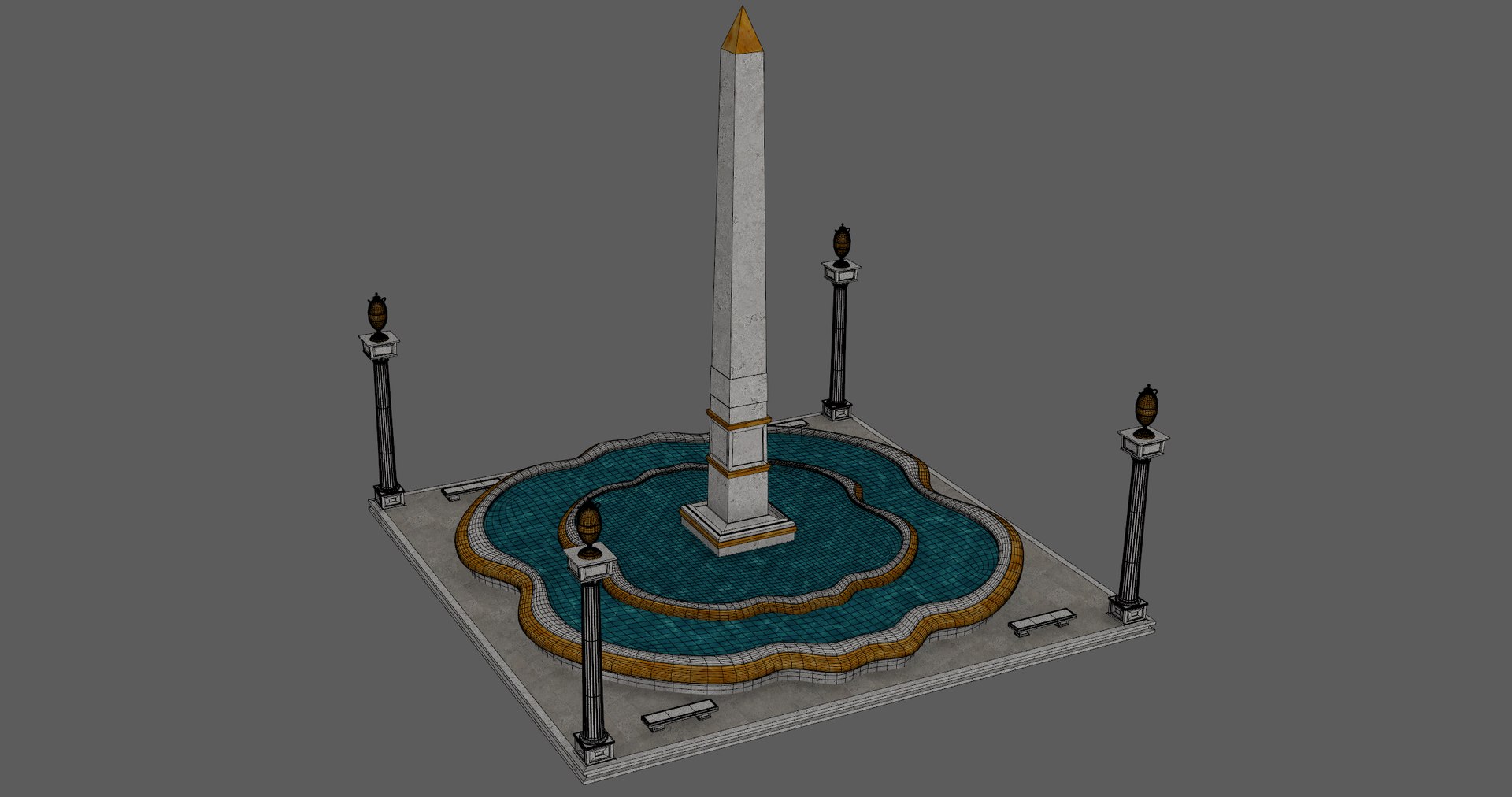 3D Ancient Obelisk Fountain - TurboSquid 2273214
