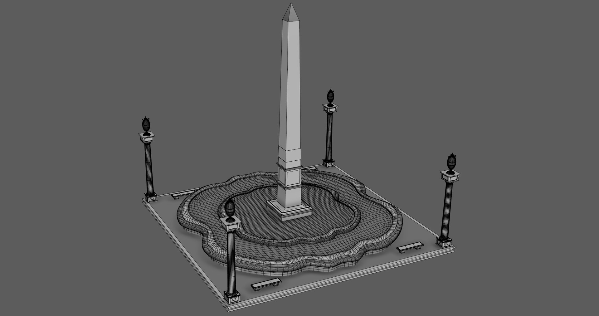 3D Ancient Obelisk Fountain - TurboSquid 2273214
