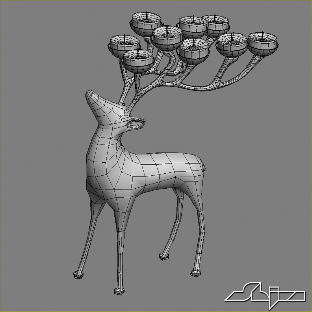Candlestick Deer 3d Model