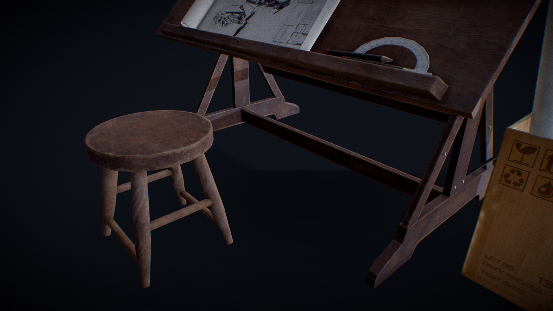 3D Model Drafting Table - TurboSquid 1386747