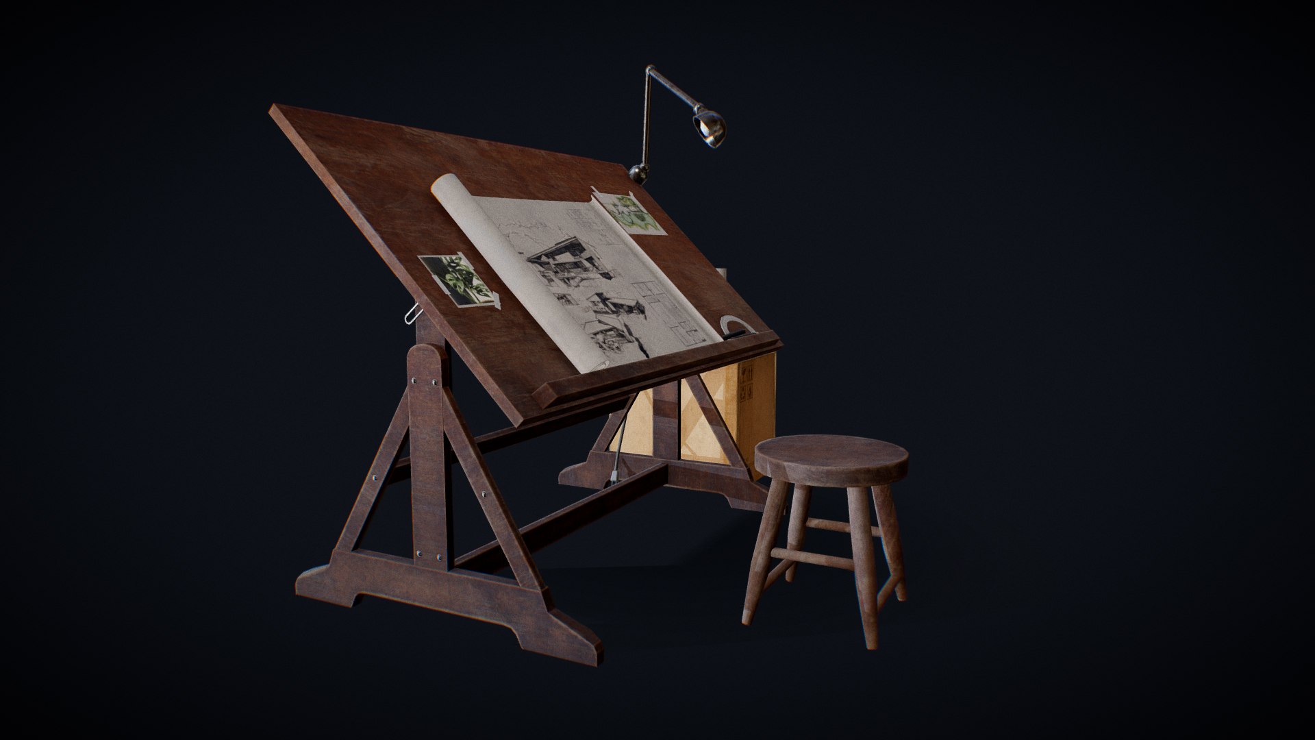 3D Model Drafting Table - TurboSquid 1386747