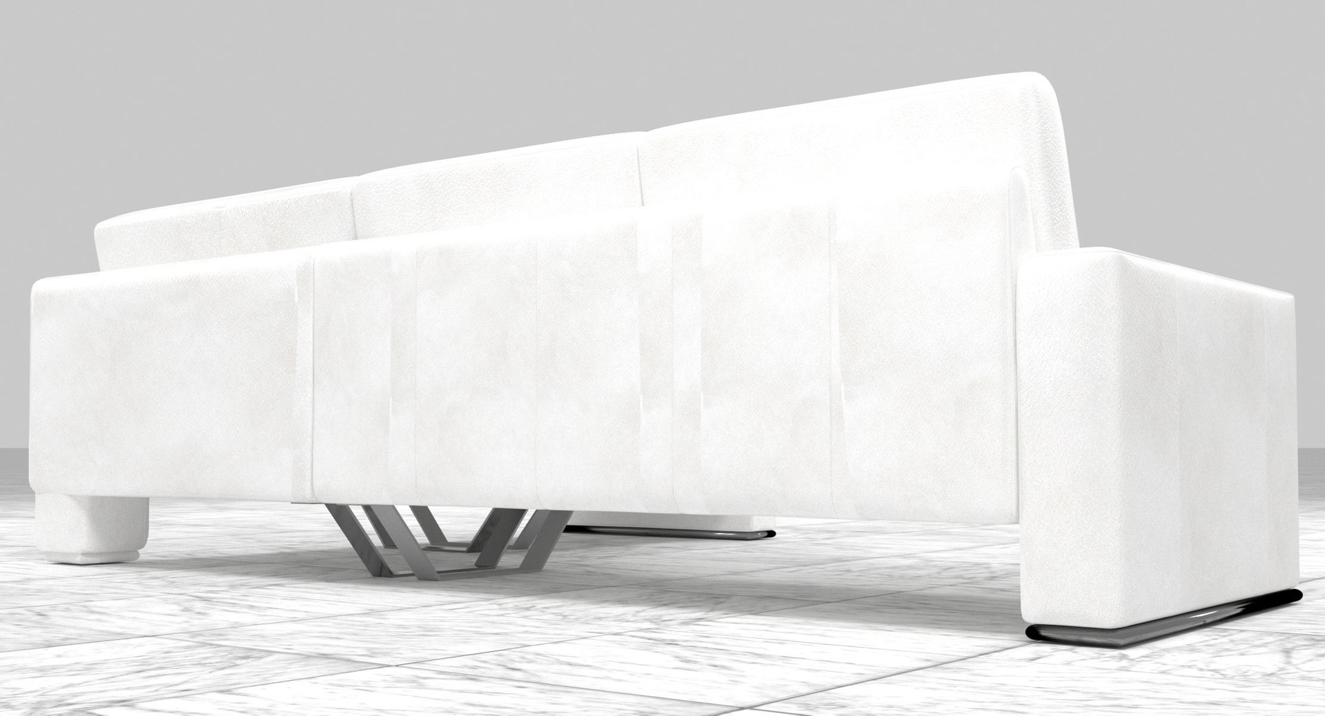 Modular Sofa Leather White Model - TurboSquid 1708931