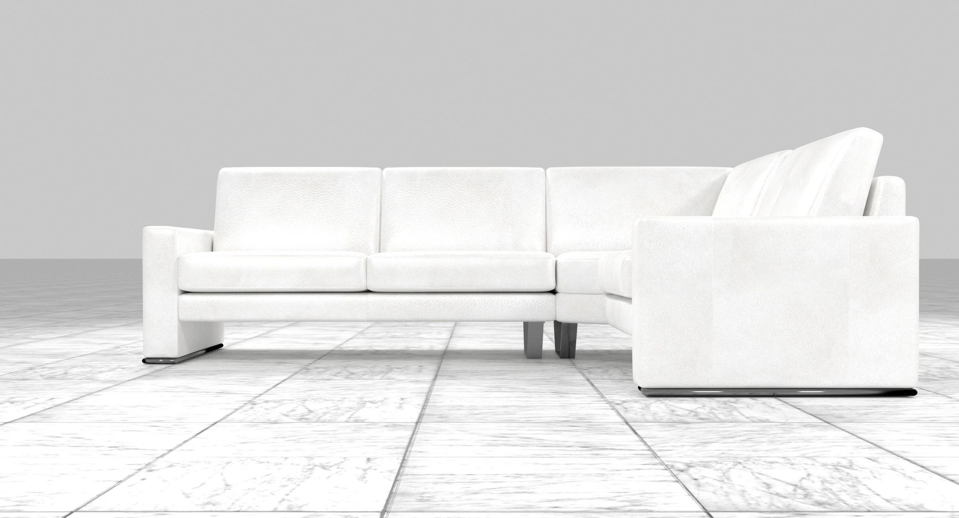 Modular Sofa Leather White Model - TurboSquid 1708931