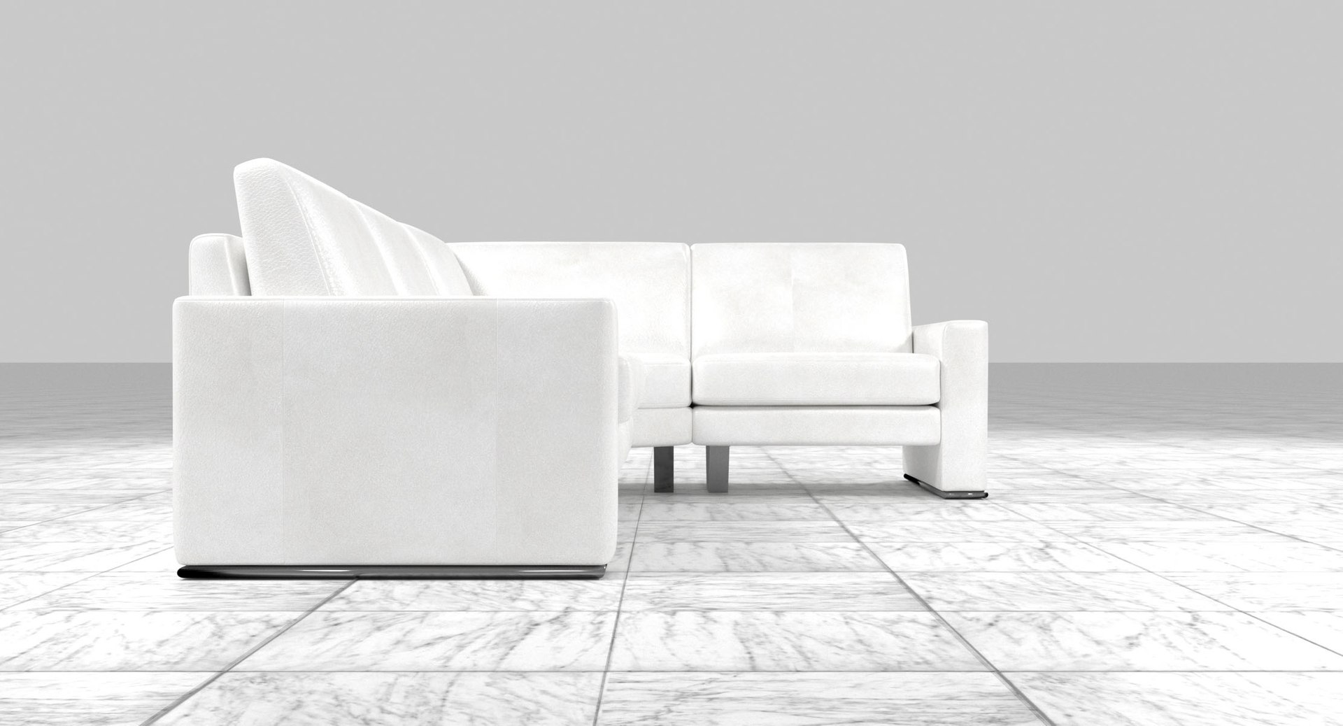 Modular Sofa Leather White Model - TurboSquid 1708931
